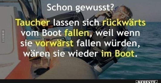 Schon gewusst? Taucher lassen sich rückwärts.. | Lustige Bilder ...