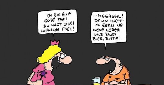 Ich bin eine gute Fee! Du hast drei Wünsche frei! ...Megageil! Dann ...