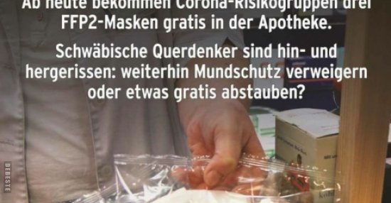 Ab heute bekommen Corona-Risikogruppen drei FFP2-Masken.. | Lustige ...