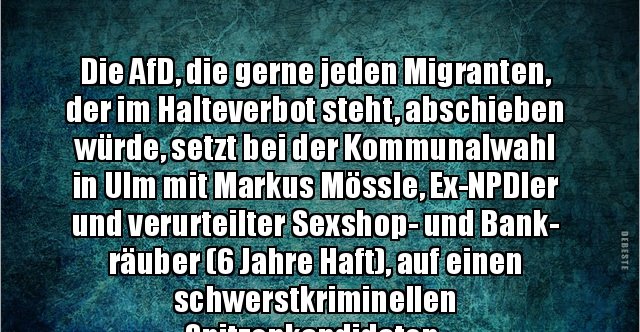 Die AfD, die gerne jeden Migranten, der im Halteverbot.. | Lustige ...