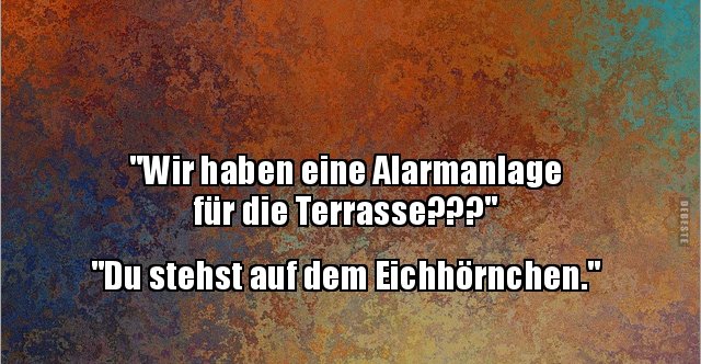 "Wir haben eine Alarmanlage für die Terrasse???" "Du.. | Lustige Bilder ...