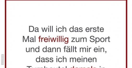 Da will ich das erste Mal freiwillig zum Sport und dann.. | Lustige ...