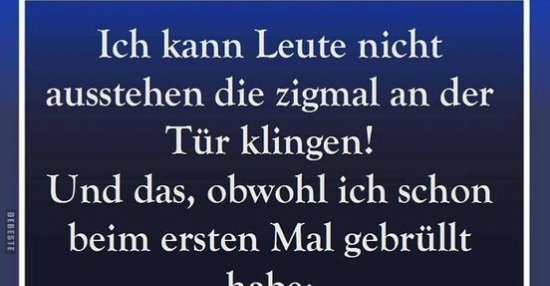 Ich kann Leute nicht ausstehen die zigmal an der Tür klingen! Und das ...