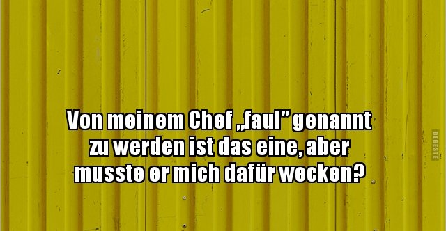 Von meinem Chef „faul” genannt zu werden ist das eine.. | Lustige ...