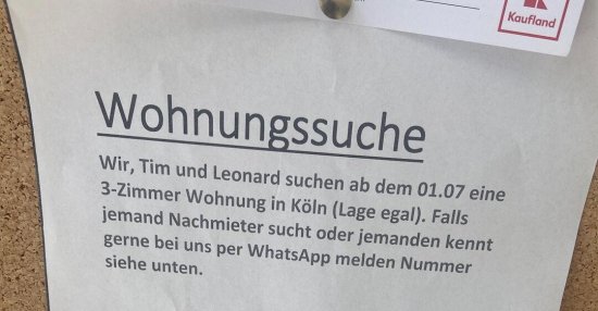 Wohnungssuche. Wir, Tim und Leonard suchen ab dem 01.07. eine 3-Zimmer ...