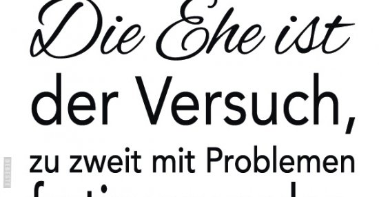 Die Ehe ist der Versuch, die Probleme zu zweit zu lösen, die man ...