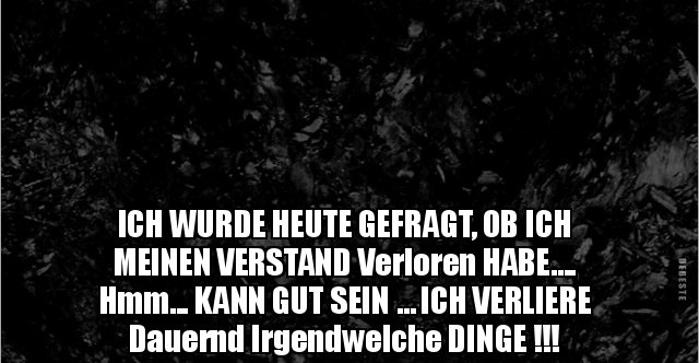 ICH WURDE HEUTE GEFRAGT, OB ICH MEINEN VERSTAND Verloren HABE…. Hmm ...