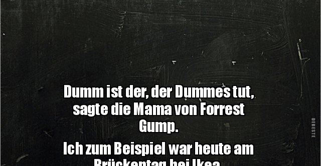 Dumm ist der, der Dummes tut, sagte die Mama von Forrest Gump. Ich zum ...