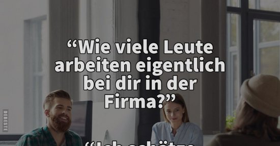 Wie viele Leute arbeiten eigentlich bei dir in der Firma? Ich schätze ...