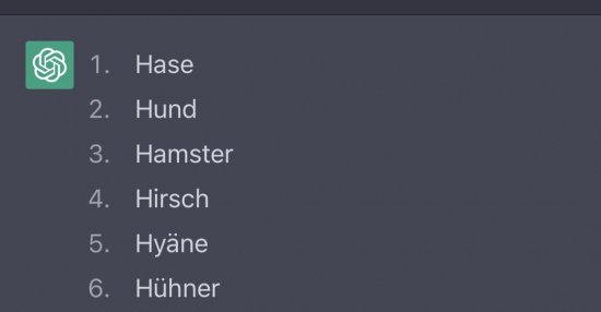 Nenne mir 10 Tiere in dem der Buchstabe h nur einmal vorkommt - DEBESTE.de